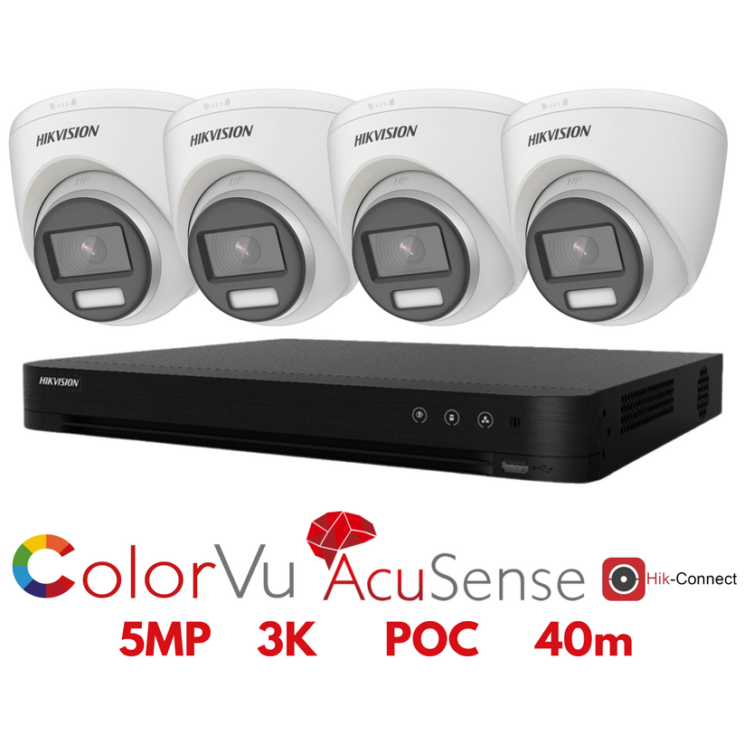5mp Cctv Kit Hikvision ColorVu Smart Hybrid System 4x 24hr Colour POC ...
