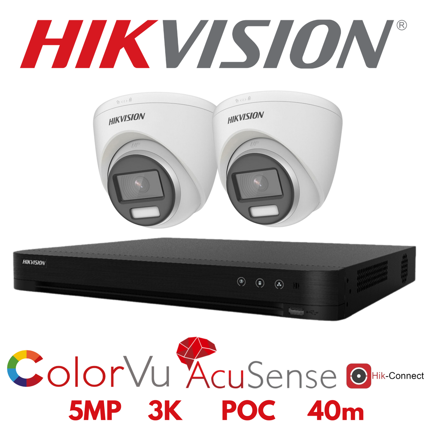 5mp 4ch Hikvision ColorVu Smart Hybrid System 2x 24hr Colour POC DVR C ...