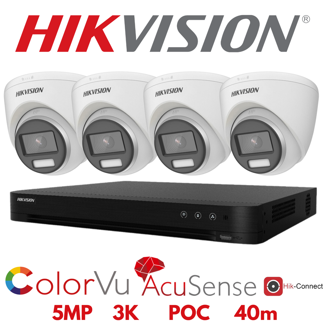 5mp Cctv Kit Hikvision ColorVu Smart Hybrid System 4x 24hr Colour POC ...