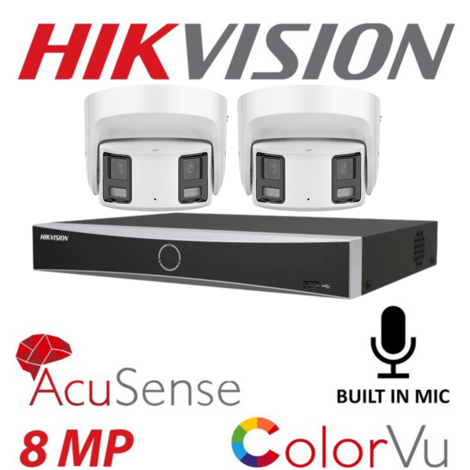 Hikvision CCTV kit, 2 x 8mp Panoramic Dual Camera, Colorvu, Acusense ...