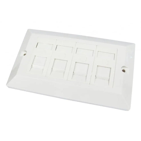 Cat6 Double Faceplate (4-Port) | Quad Faceplate with four RJ45 Keyston ...